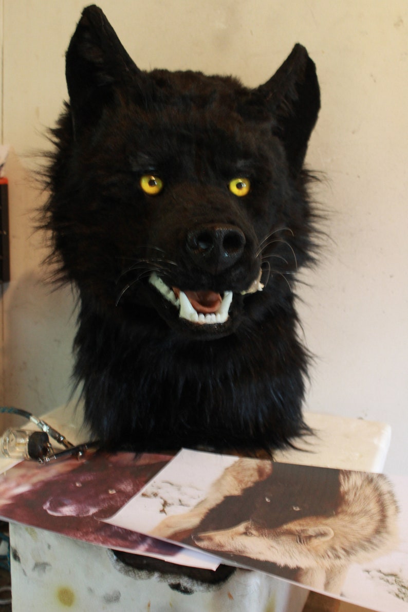 Black Wolf Mask Fursuit Mask Wolf Luminous Black Fursuit . Halloween ...