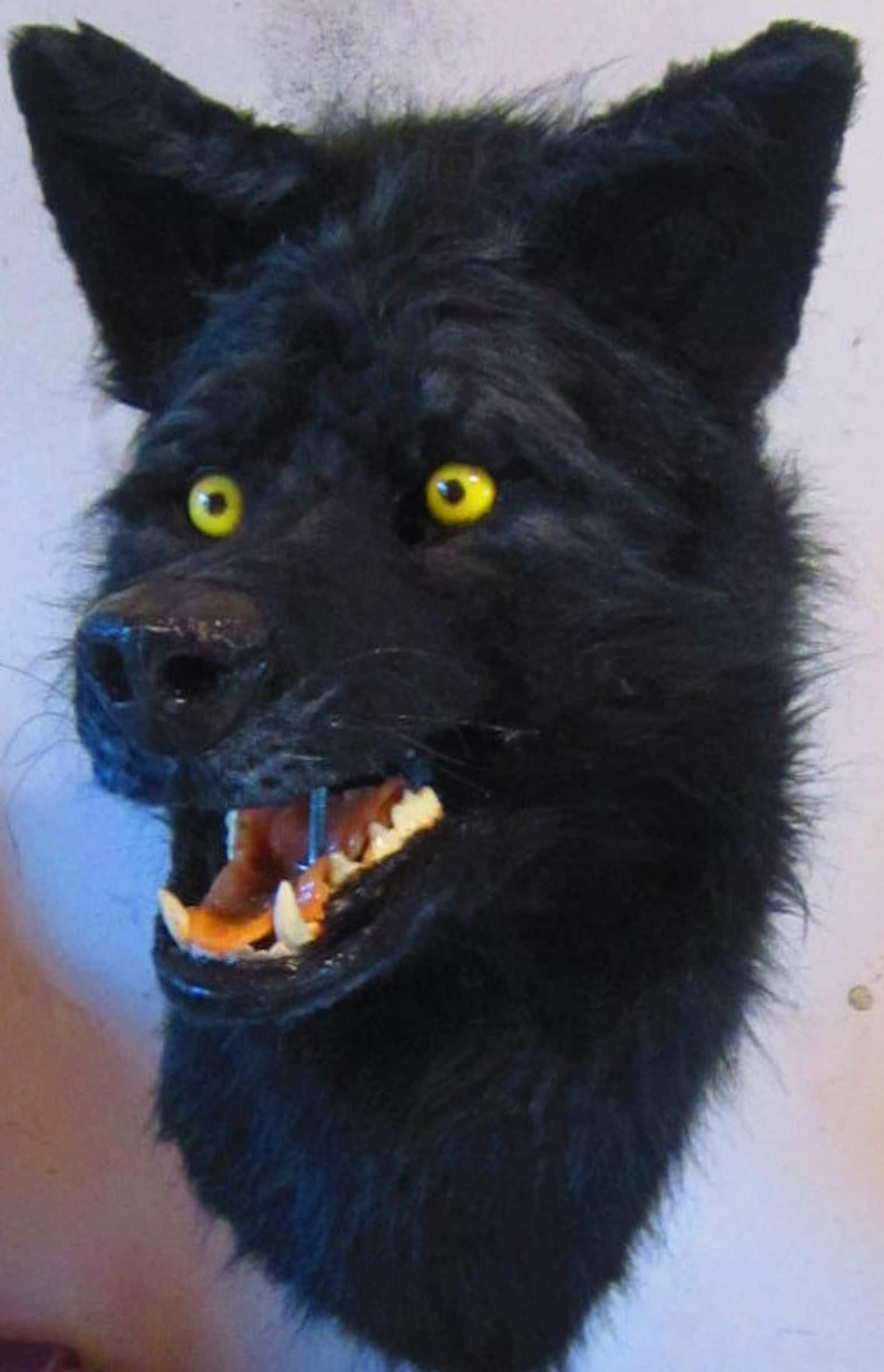 Masque de loup noir fursuit mask wolf lumineux black fursuit a - Etsy ...