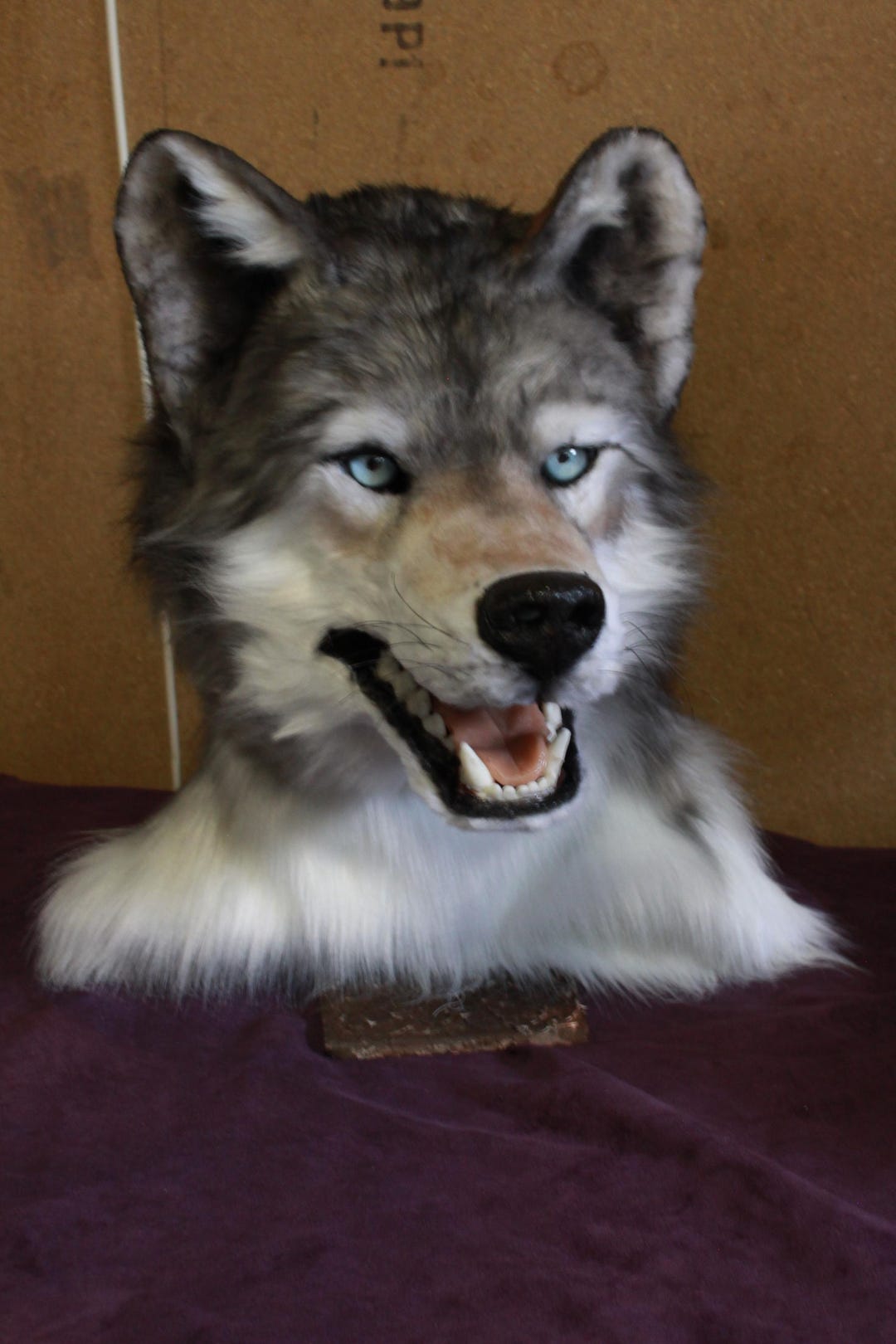 Gray Wolf Fursuit Mask. Realistic Fur Costume. Wolf Head Fursuit ...