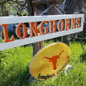 Texas Longhorns Custom Wooden Sign Longhorn Wall Sign Hanging Sign ...