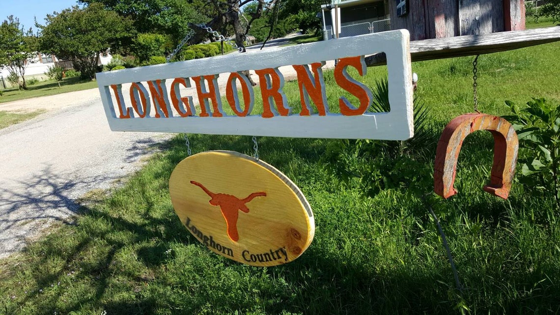 Texas Longhorns Custom Wooden Sign Longhorn Wall Sign Hanging | Etsy