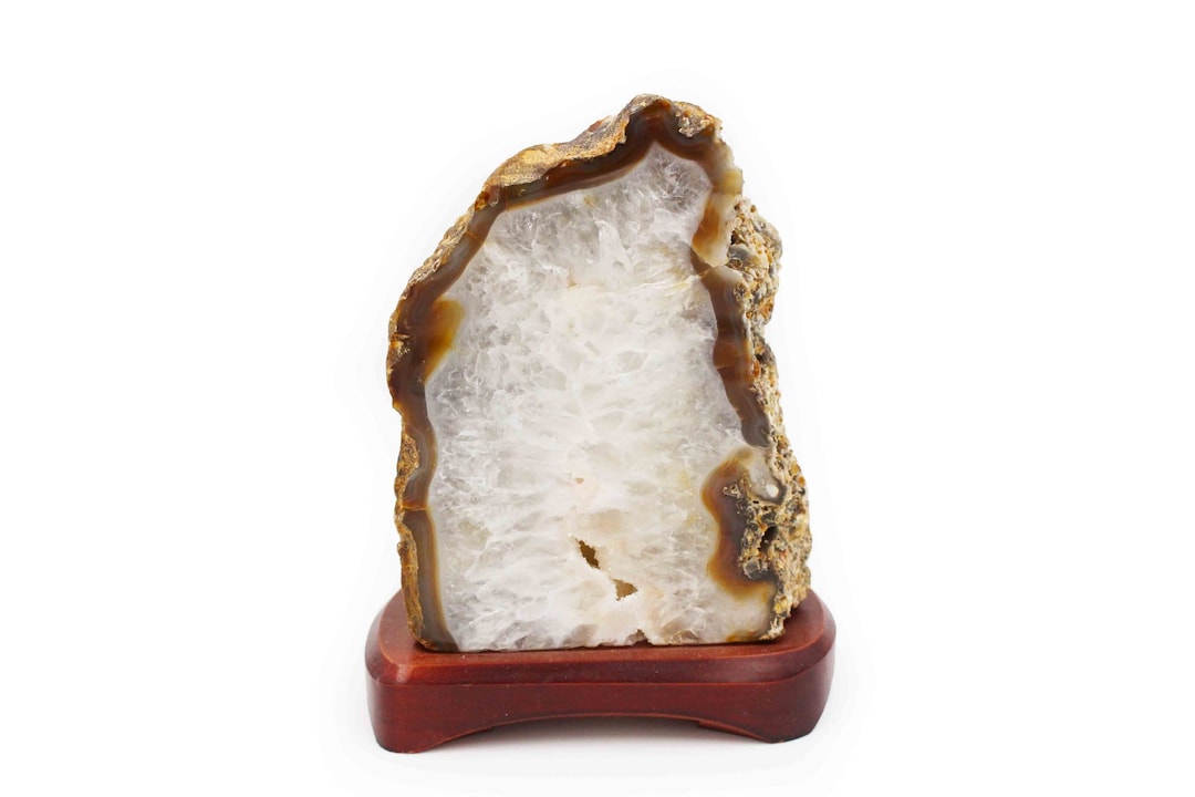 Agate Lamp on Wood Base - Etsy