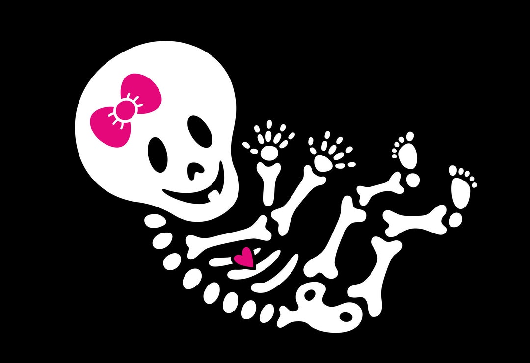 DIY Iron-on Transfer - Skelly Baby Maternity Skeleton - Girl With Bow ...