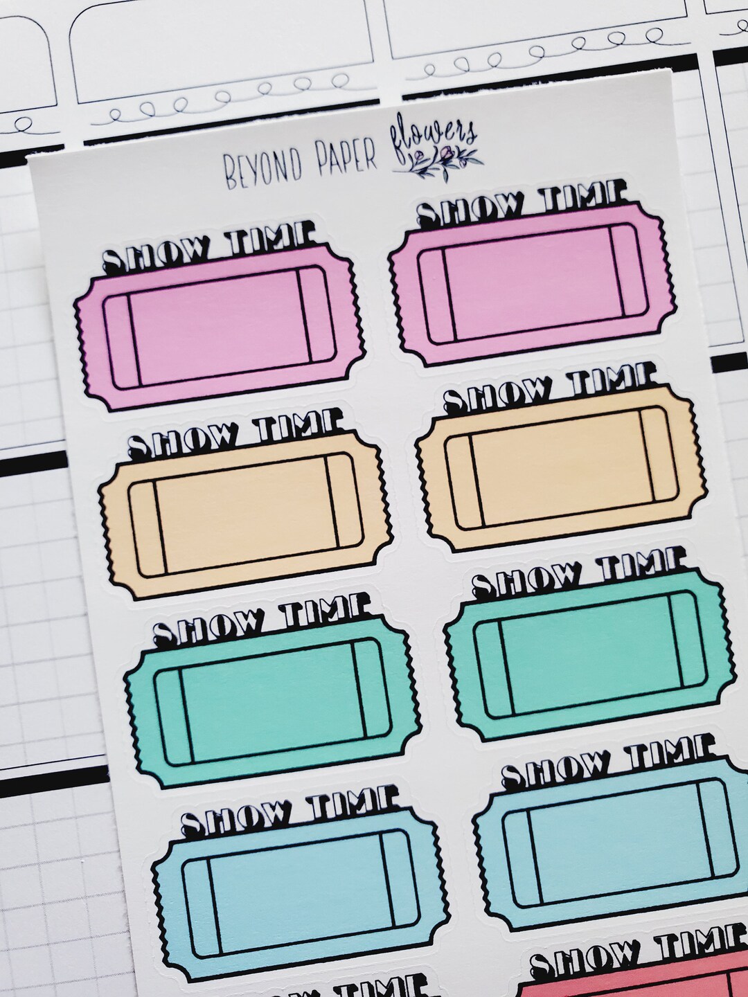 Show Time Ticket Deco Sheet - Etsy