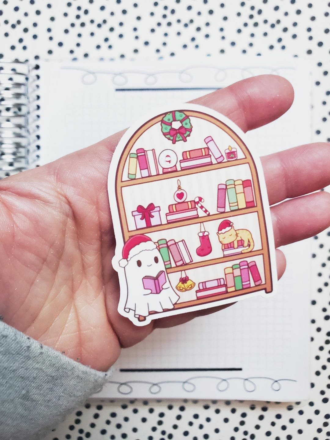 Christmas Ghost Bookshelf Vinyl Sticker Die Cut - Etsy