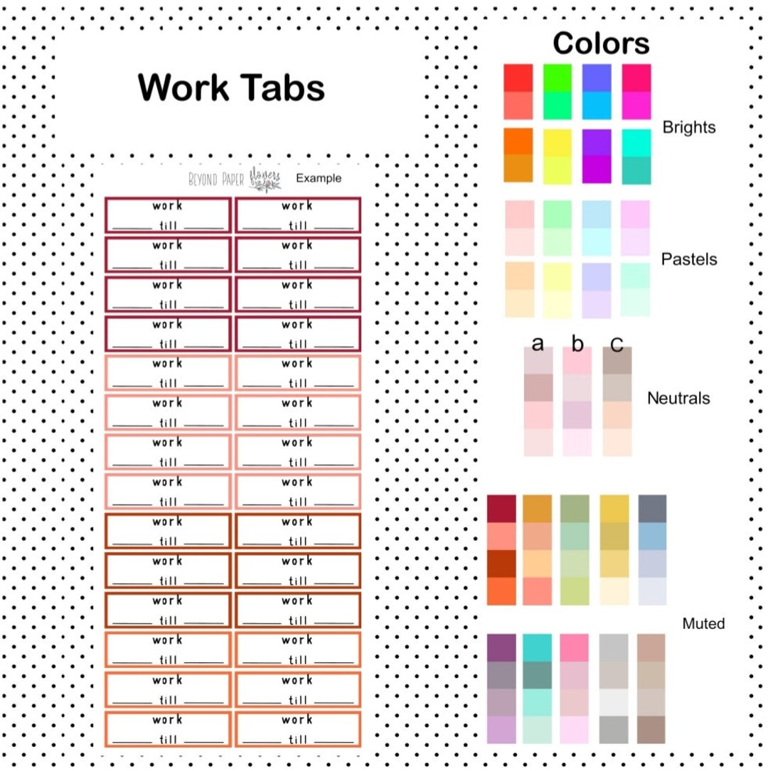 Work Tab Functional Stickers - Etsy