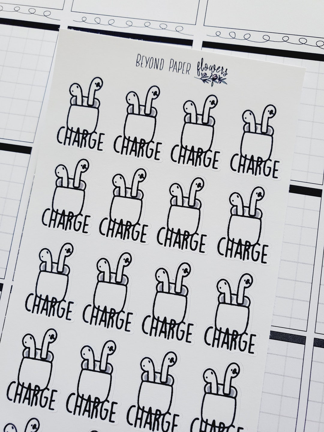 Charge Ear Bud Stickers - Etsy