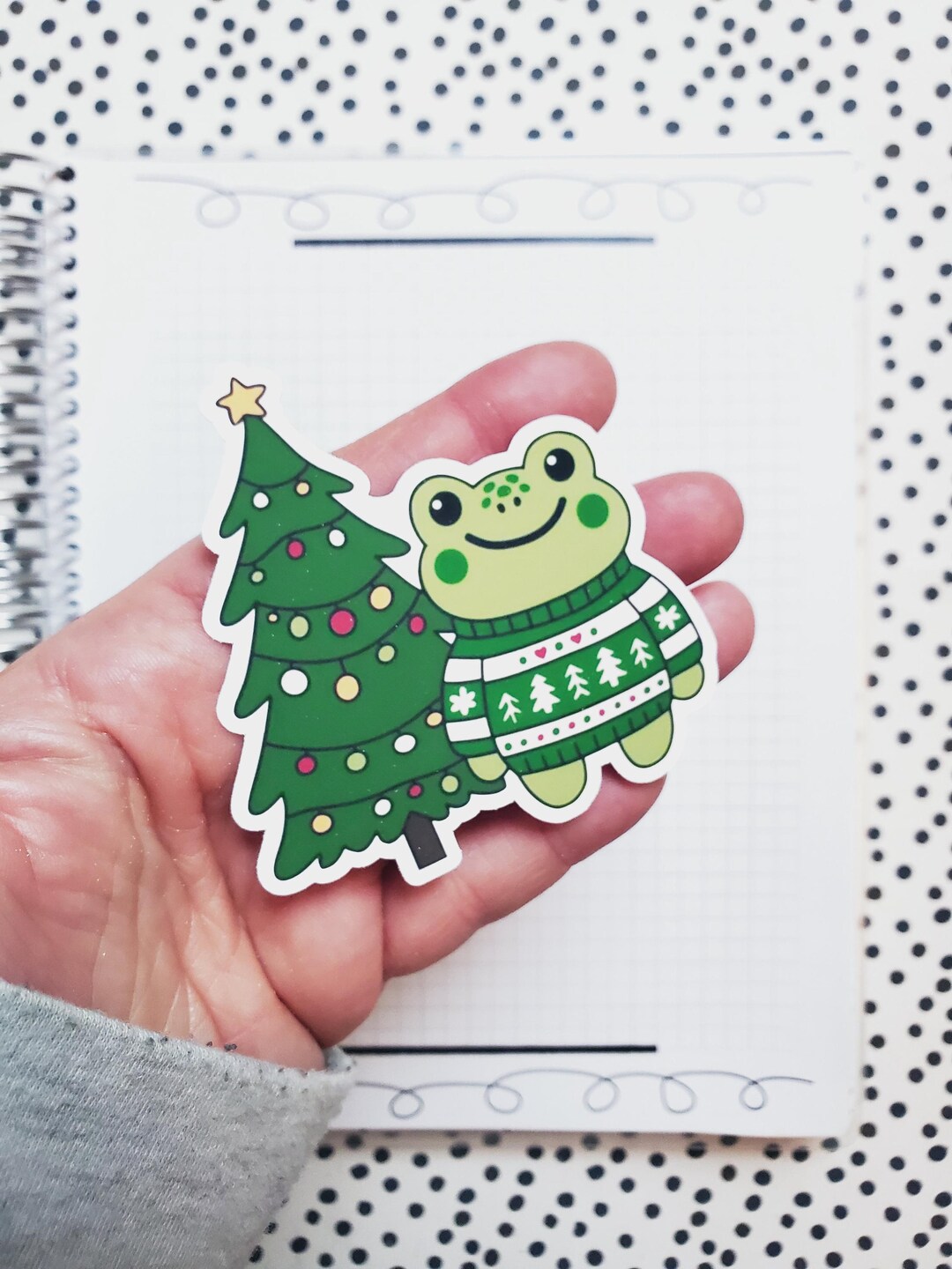 Froggy Christmas Tree Vinyl Sticker Die Cut - Etsy