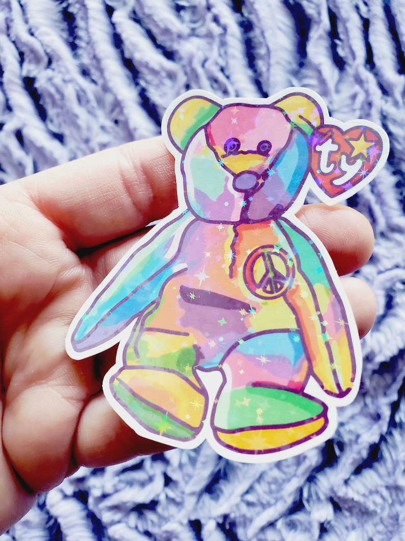 Peace Bear Sparkly Sticker Die Cut - Etsy