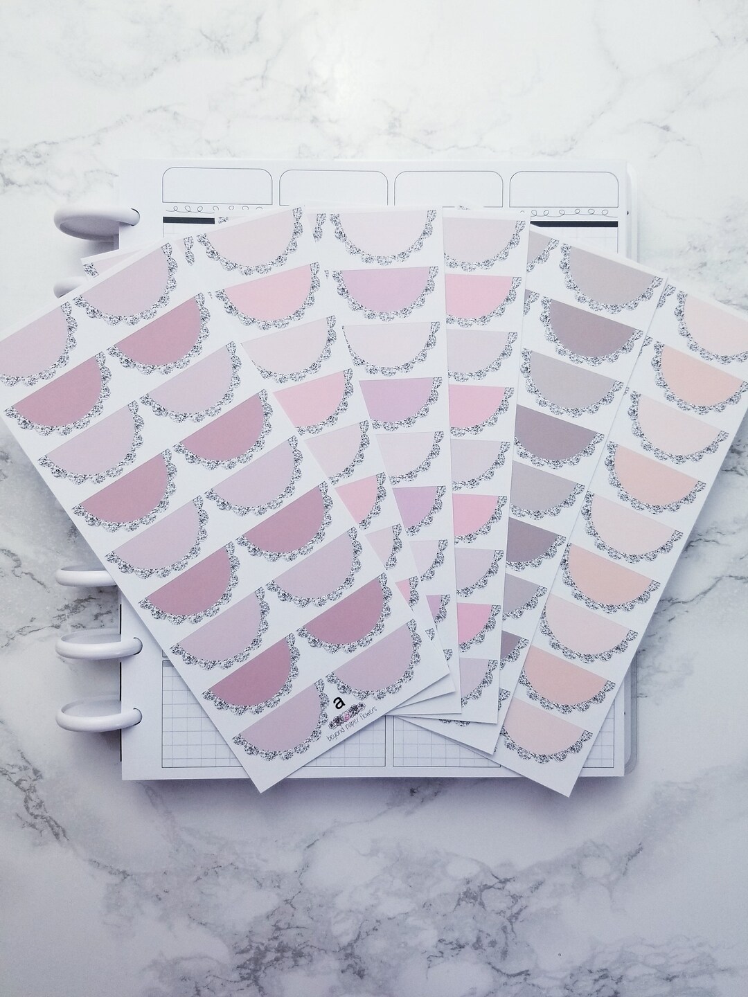 Scalloped Neutral Half Circle Stickers - Etsy
