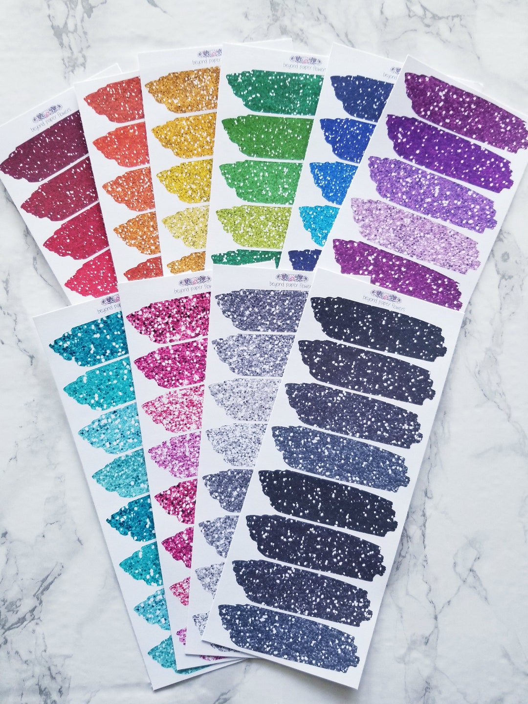 Glittery Rainbow DOUBLE WIDE Brushstroke Stickers (not Actual Glitter ...