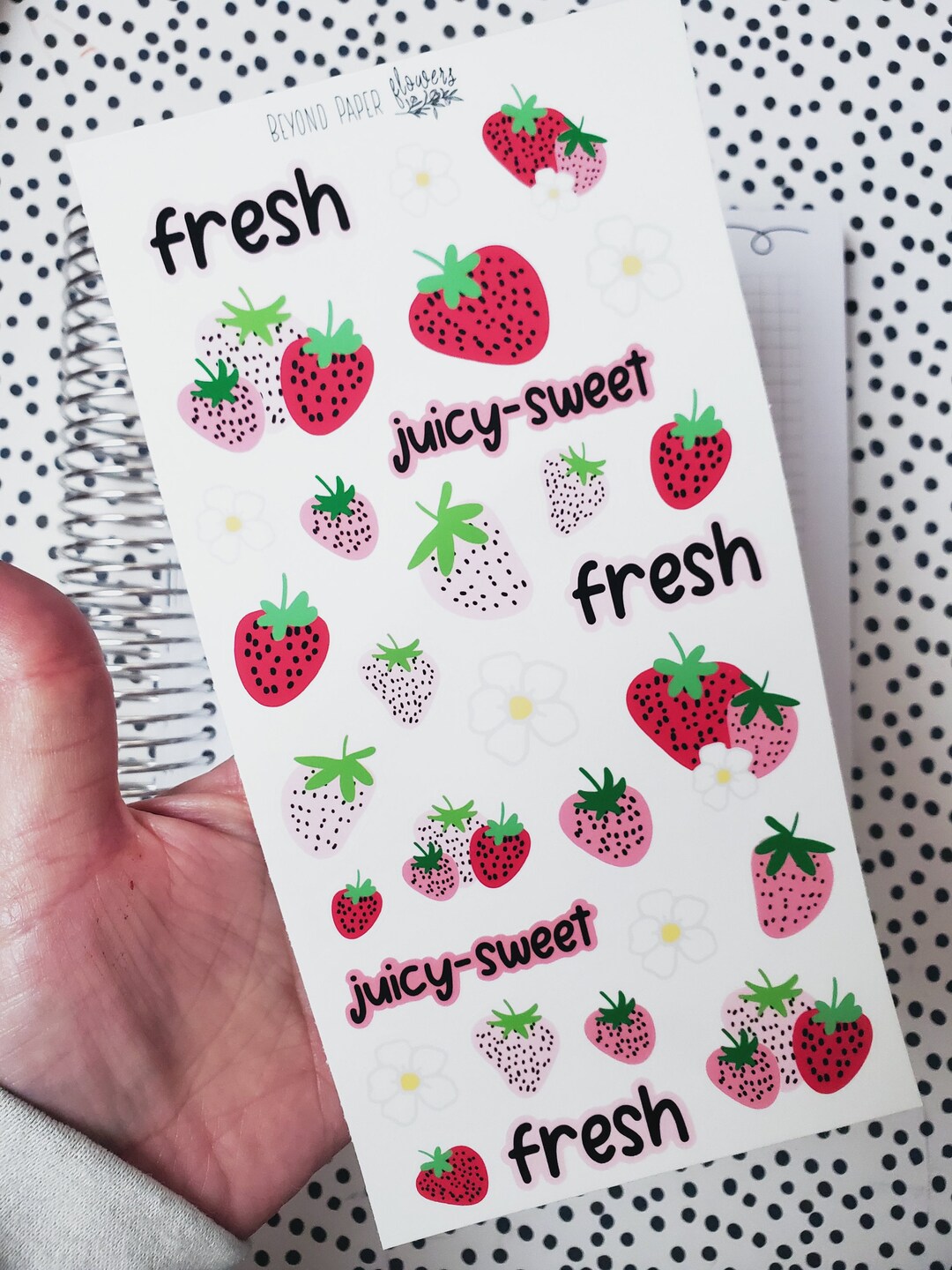Juicy Sweet Strawberry Frosted Clear Deco Stickers - Etsy