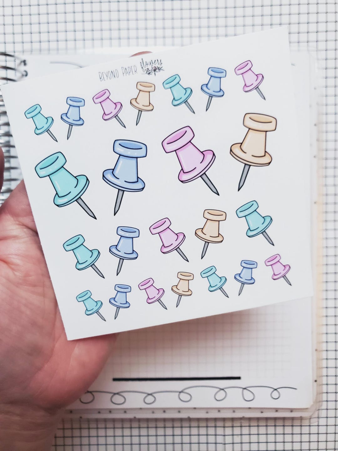 Pastel Push Pin Deco Stickers - Etsy