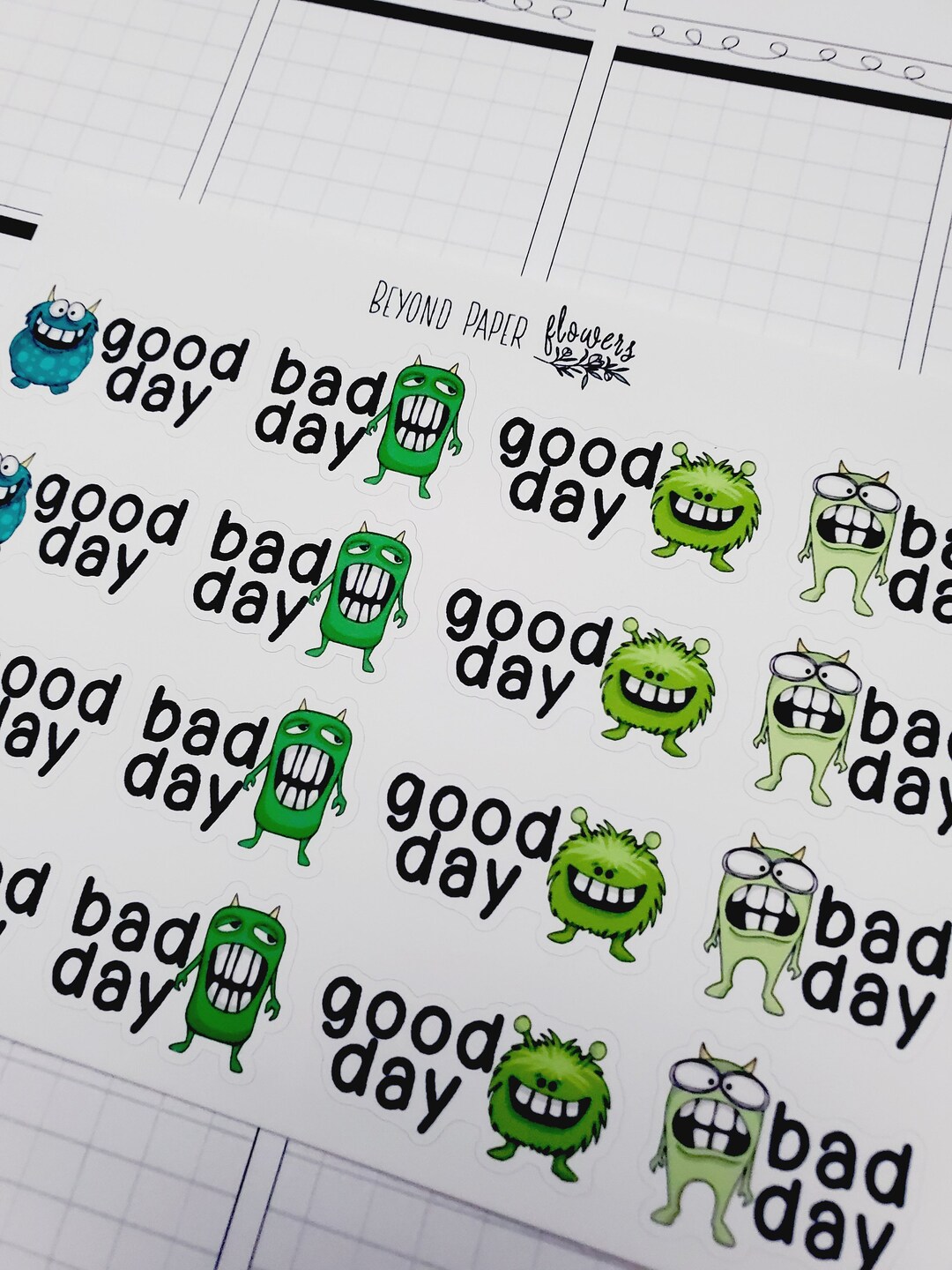 Good Day/bad Day Monster Stickers - Etsy