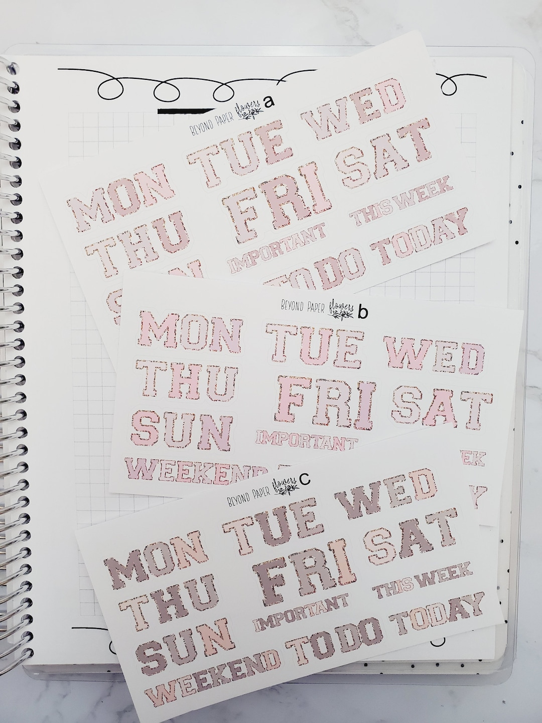 Neutral Varsity Letter Weekday Stickers - Etsy