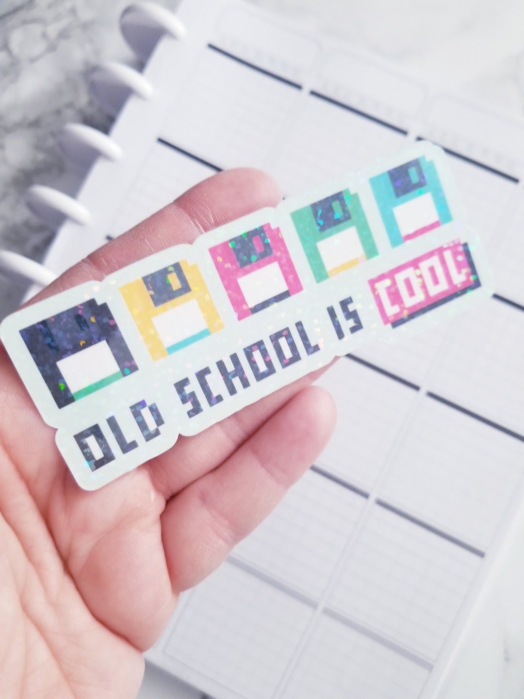 Old School is Cool Sparkly Sticker Die Cut - Etsy