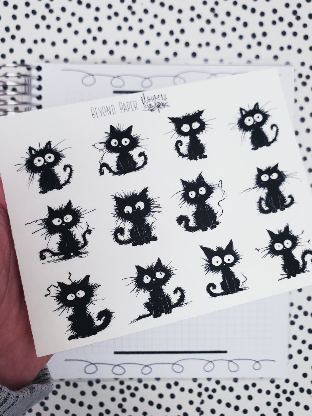 Frazzled Black Cat Frosted Clear Deco Stickers - Etsy