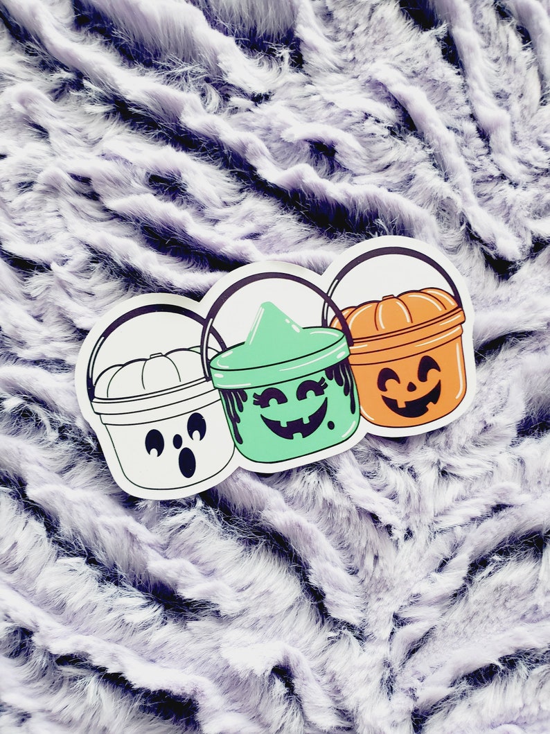 Halloween Bucket Trio Vinyl Sticker Die Cut - Etsy