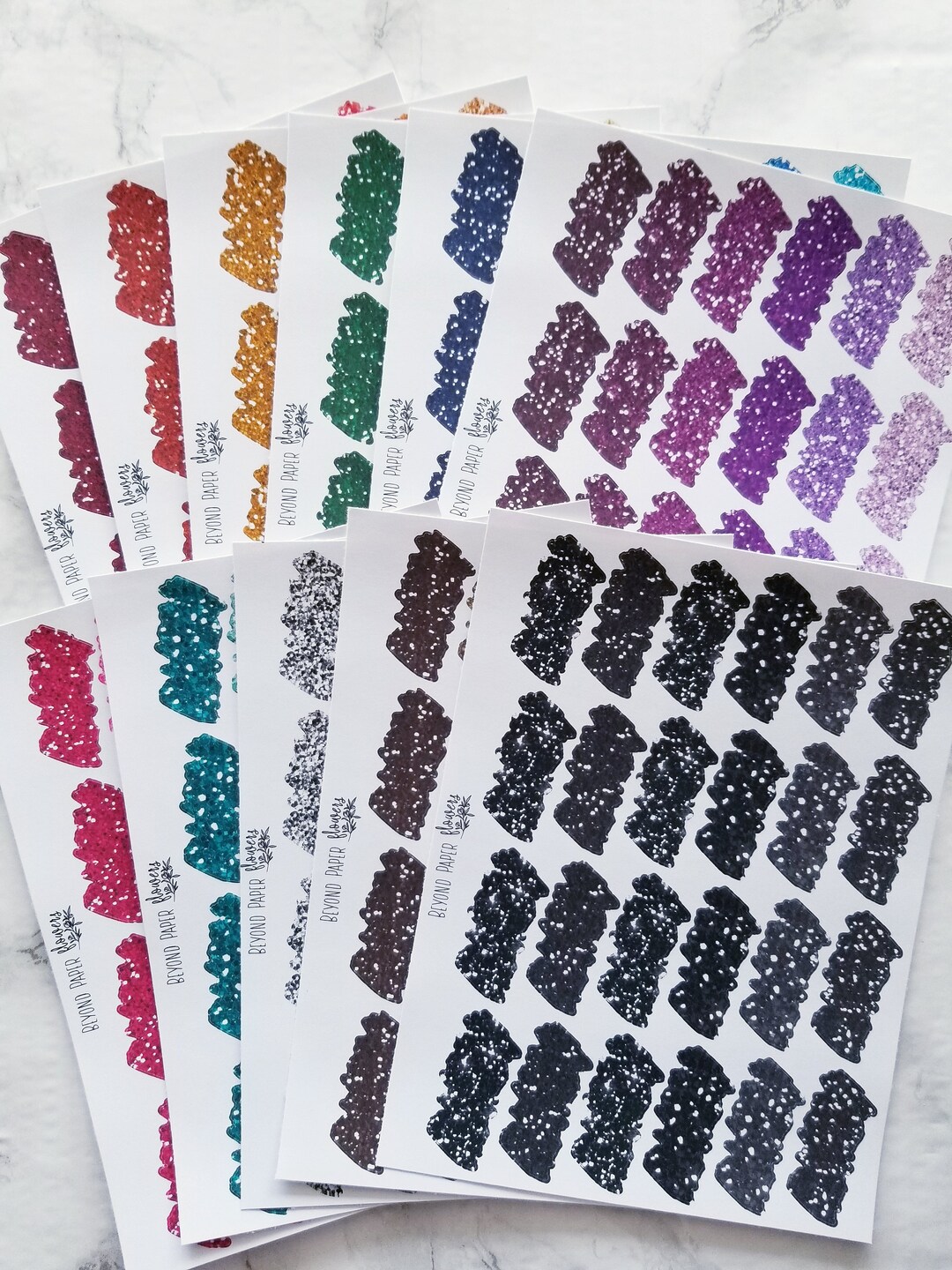 Glittery Zig Zag Brushstroke Stickers (not Actual Glitter) - Etsy