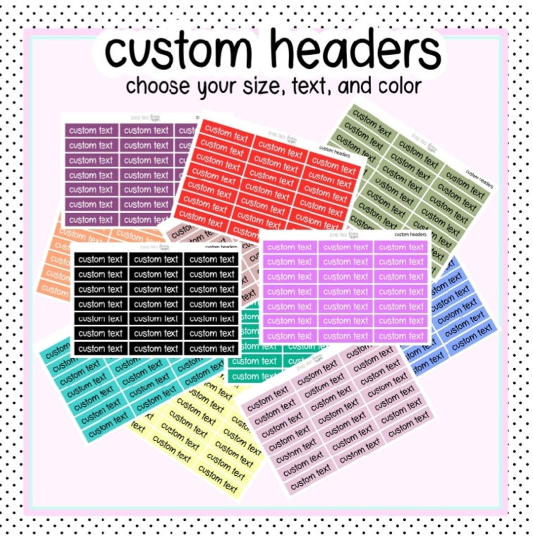 Custom Header Stickers (PLEASE READ DESCRIPTION) - Etsy
