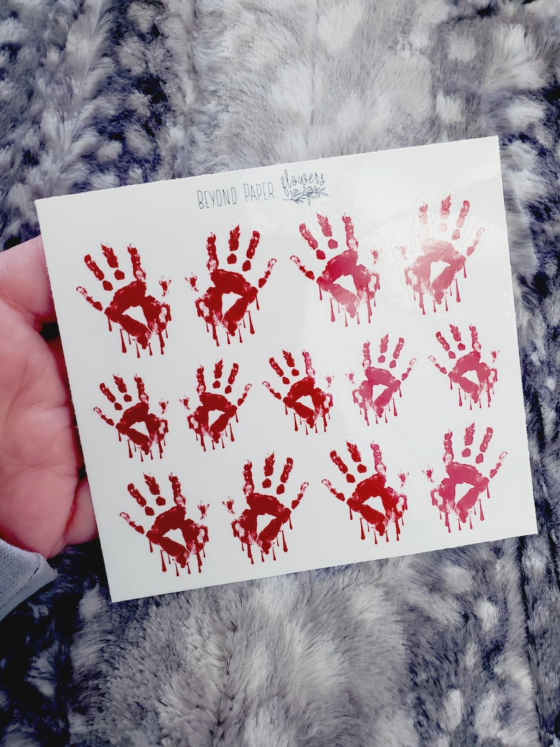 Bloody Handprint Clear Sticker Sheet - Etsy