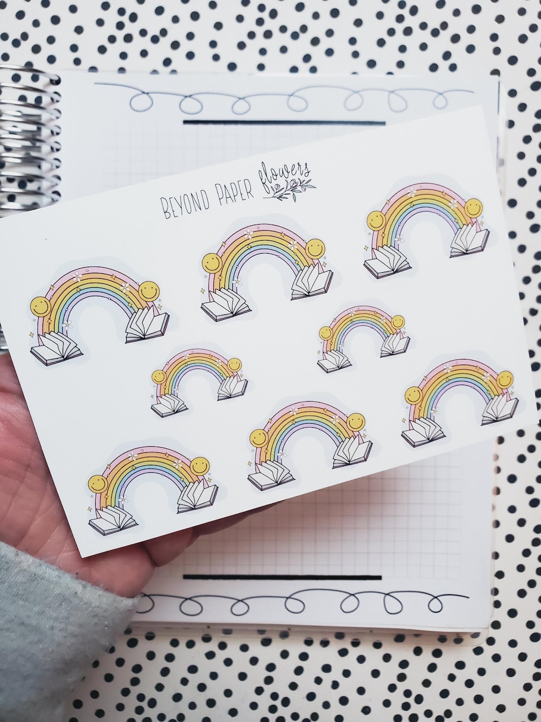 Rainbow With Books Sticker Sheet - Etsy