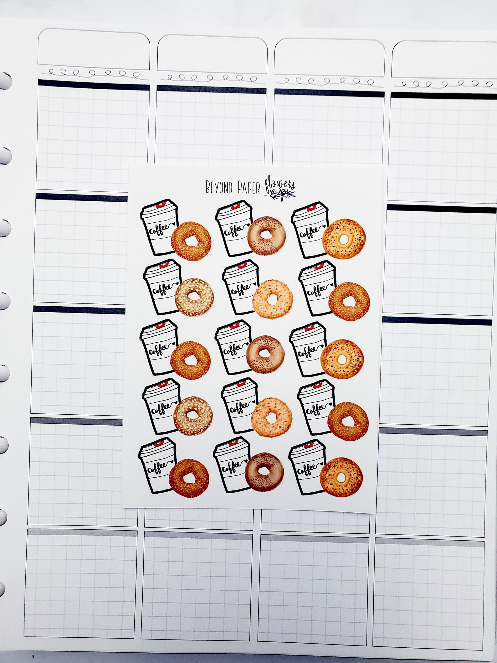 Coffee and Bagel Inspired Stickers - Etsy
