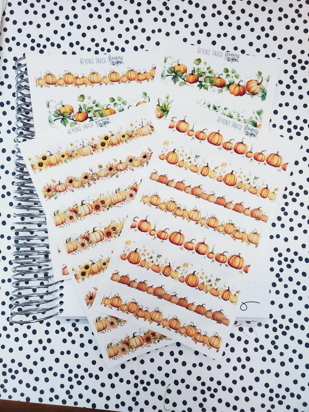 Watercolor Pumpkin Border Frosted Clear Deco Stickers - Etsy