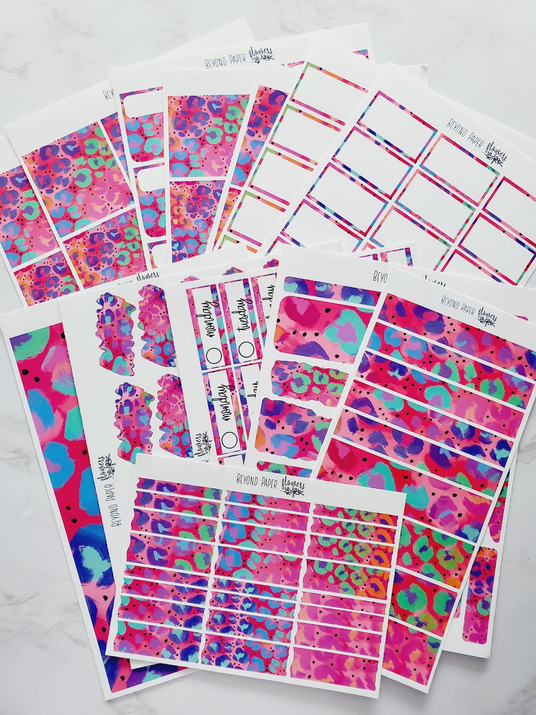 Raspberry Leopard Pop Full, Half, Date, Washi, Bujo Stickers - Etsy