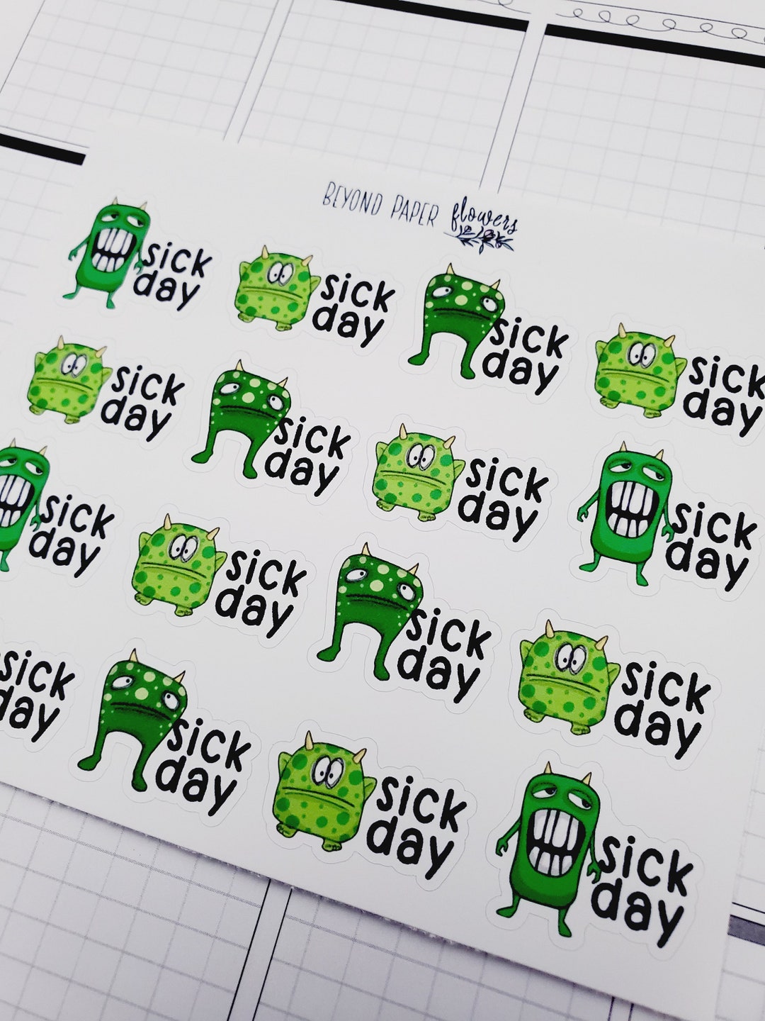 Sick Day Monster Stickers - Etsy