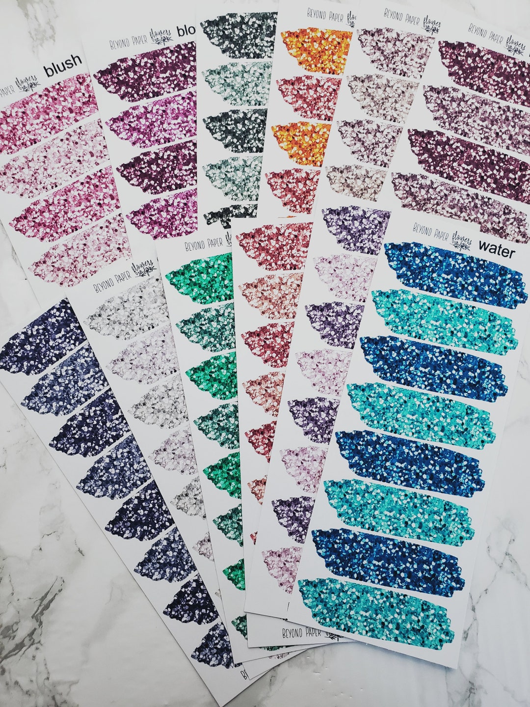 Glittery Calm DOUBLE WIDE Brushstroke Stickers (not Actual Glitter) - Etsy