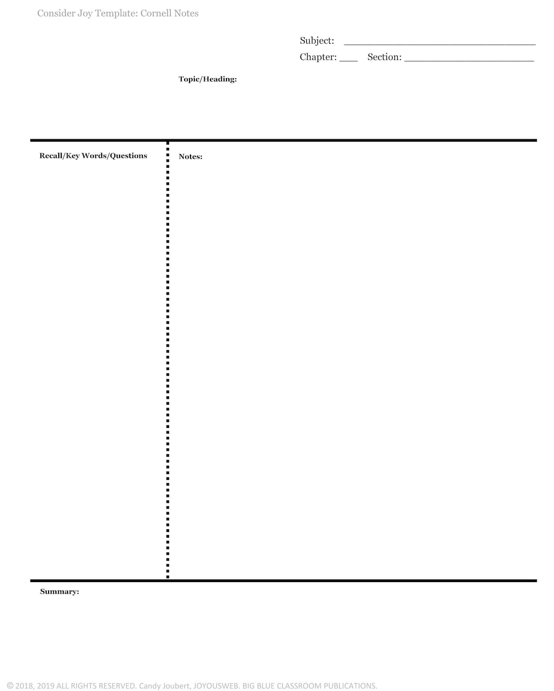 Cornell Notes Template - Etsy