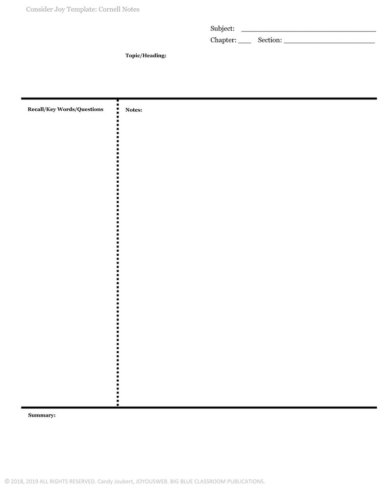 Cornell Notes Template - Etsy
