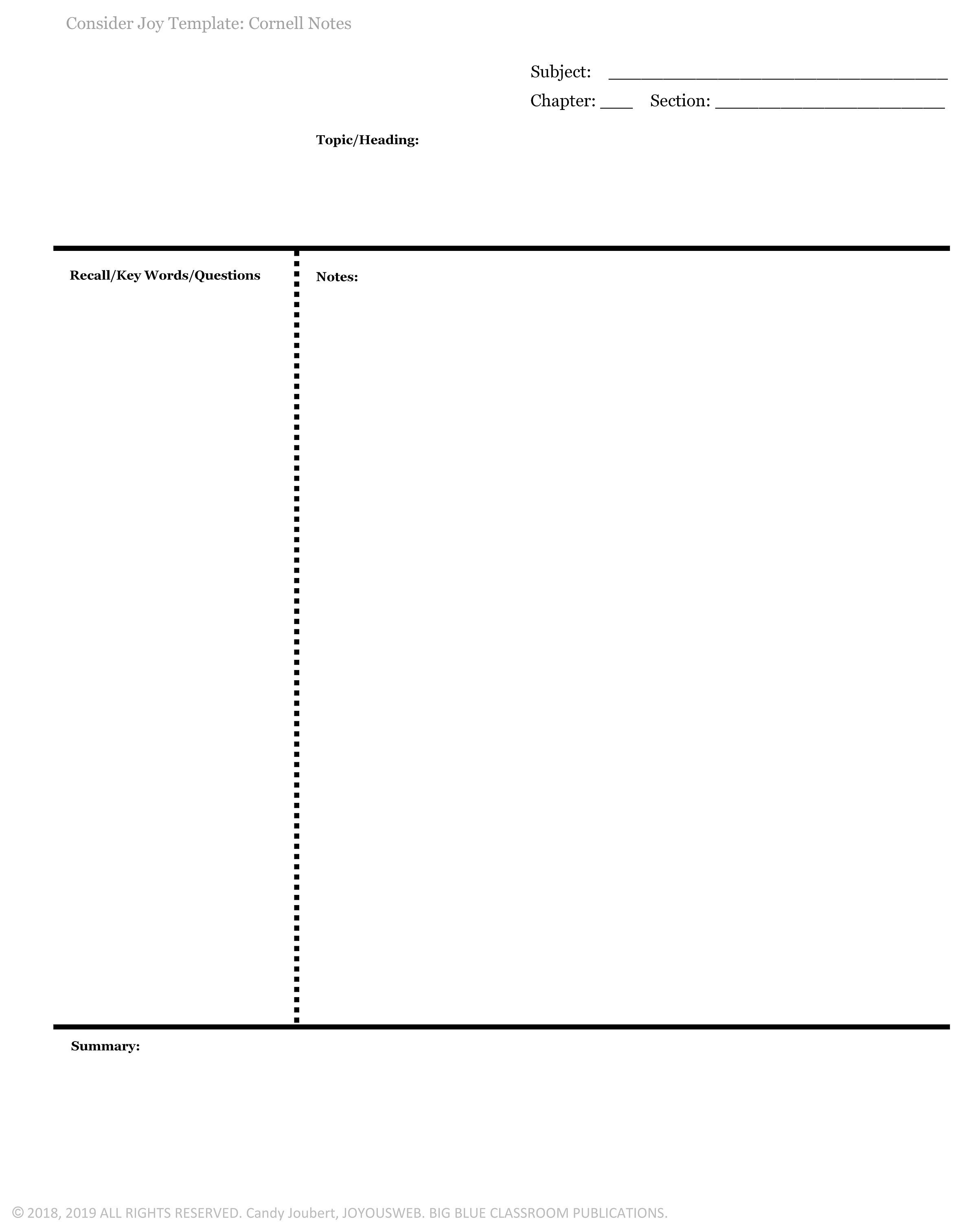 Cornell Notes Template - Etsy UK