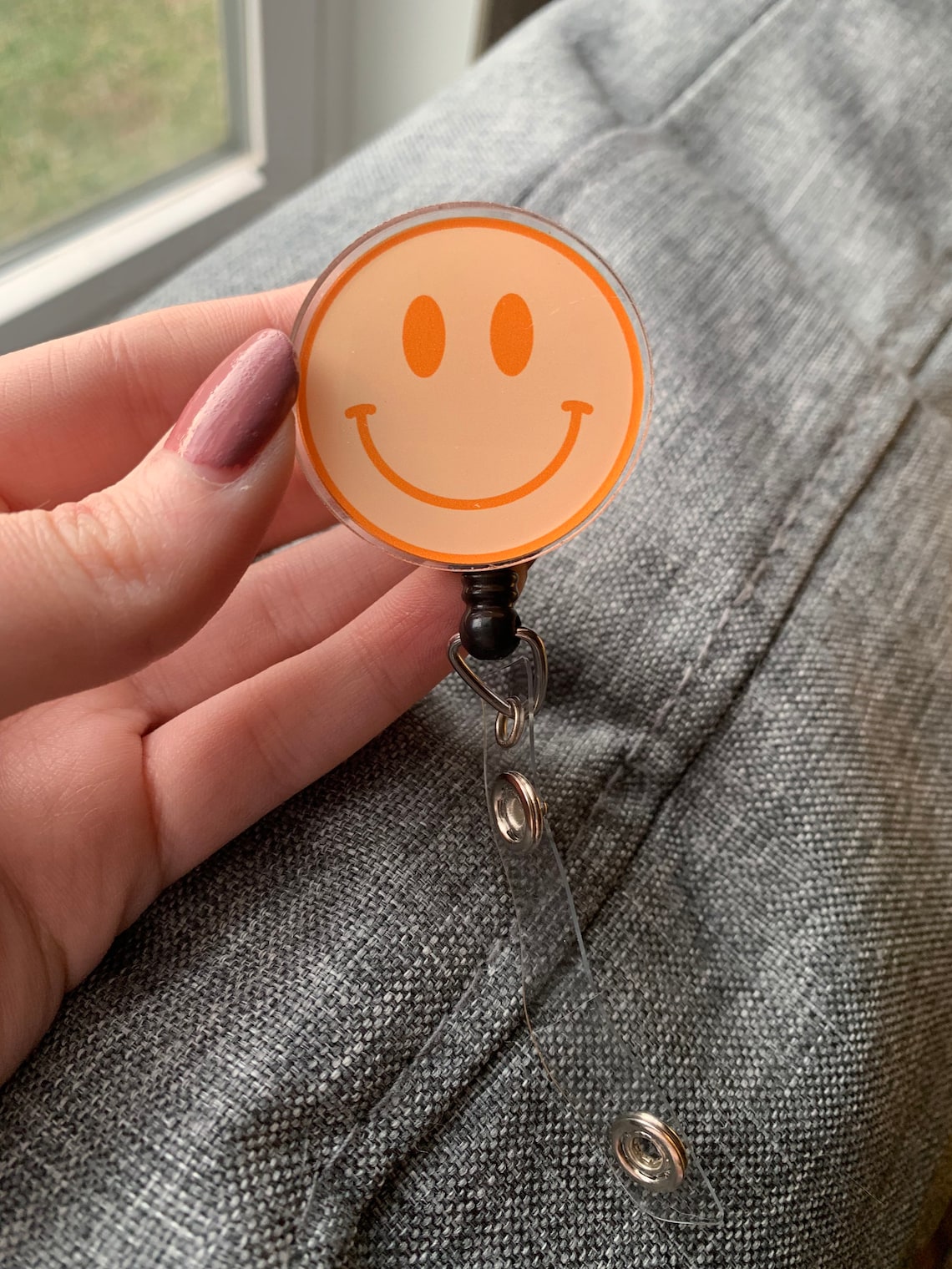Happy Face Badge Reel Cute Badge Reel Gift for Social - Etsy