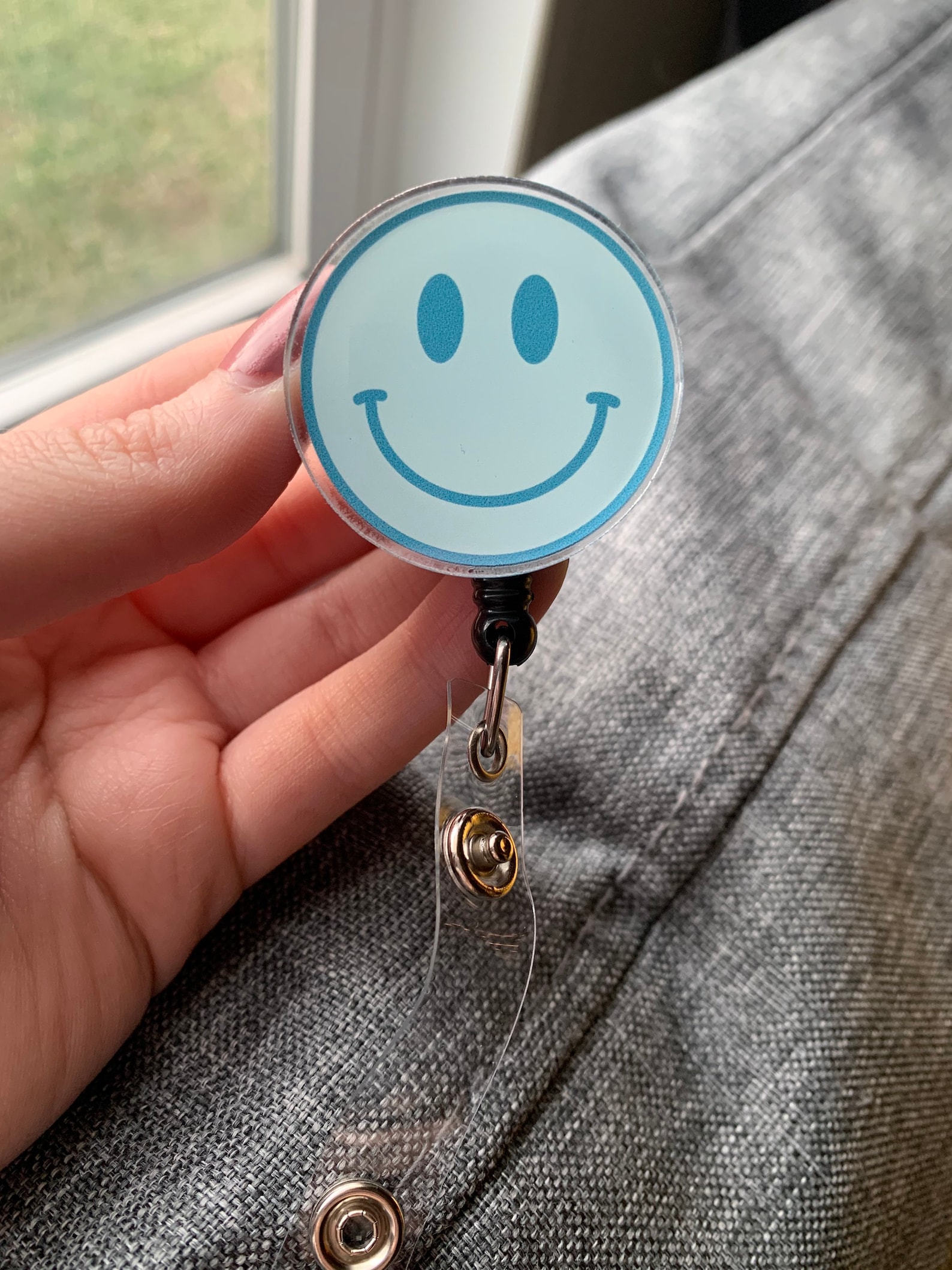 Happy Face Badge Reel Cute Badge Reel Gift for Social - Etsy