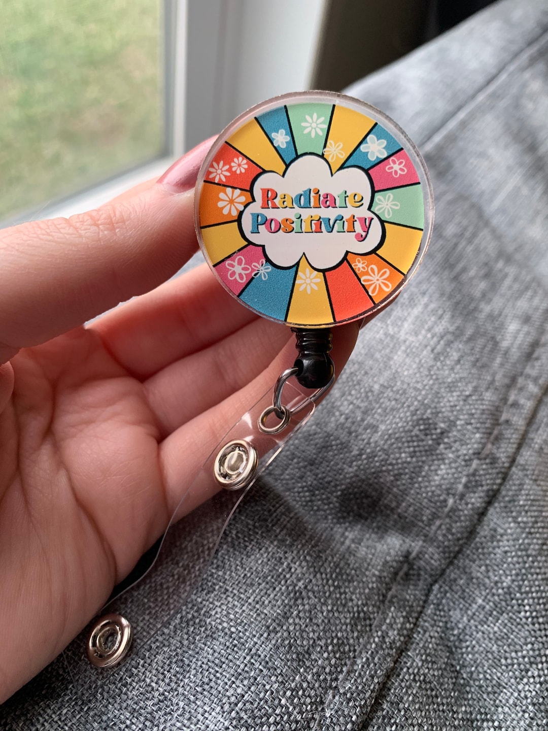 Radiate Positivity Badge Reel | Cute Badge Reel | Gift for Social ...