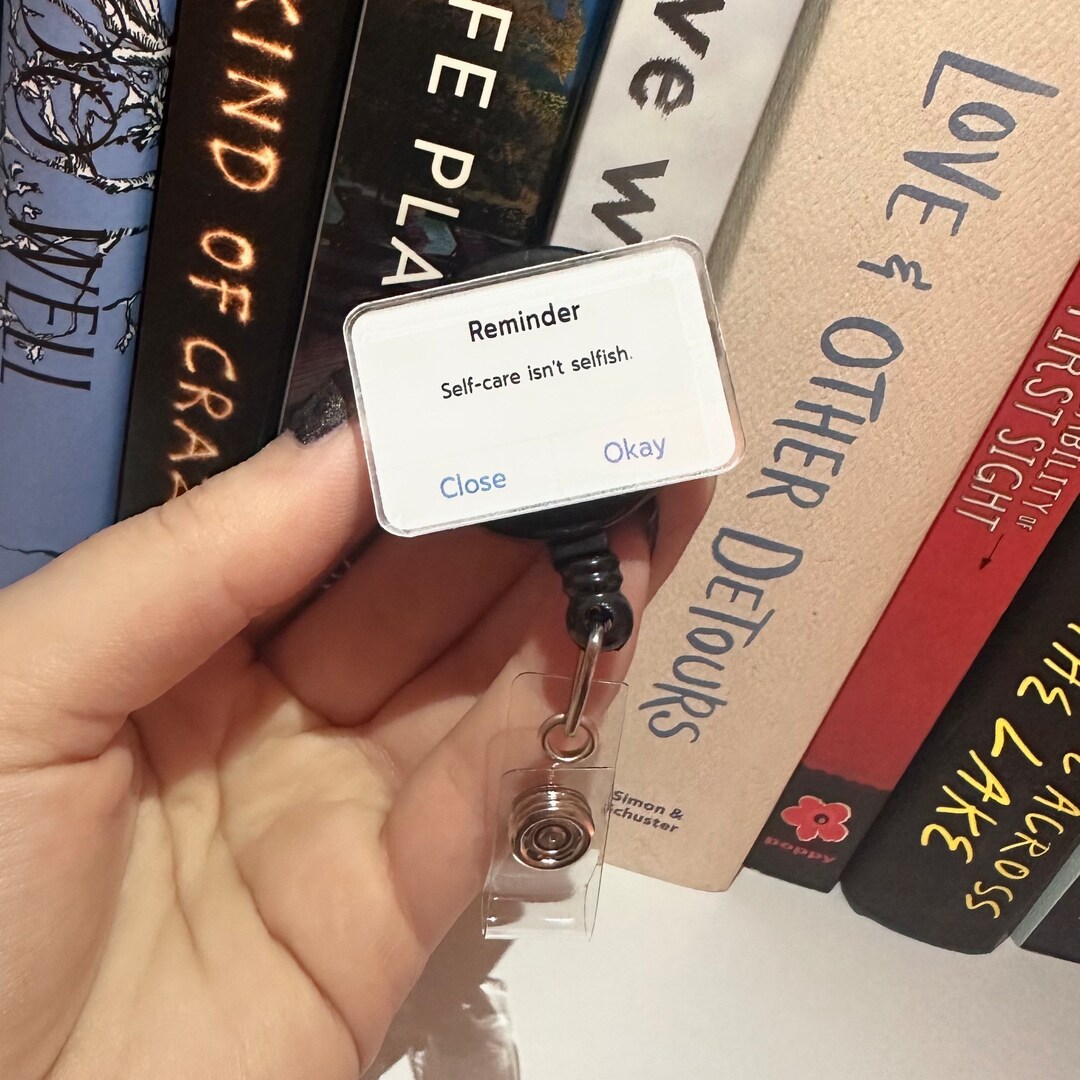 Self-care Badge Reel | Cute Badge Reel | Gift for Social Worker | Self ...