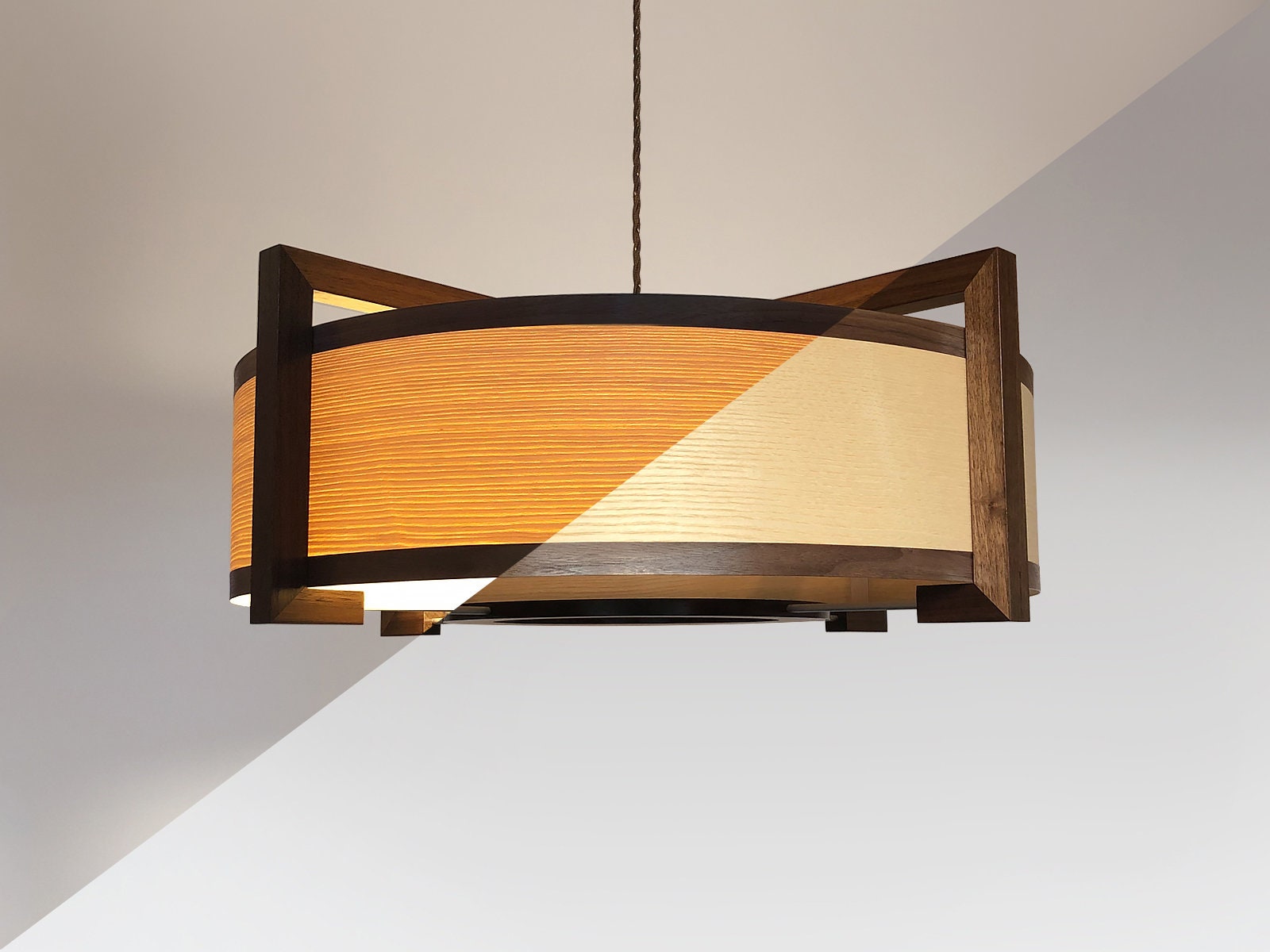 Ceiling Light From Wood in Contemporary Style - Model "kulindros Xl" - Etsy