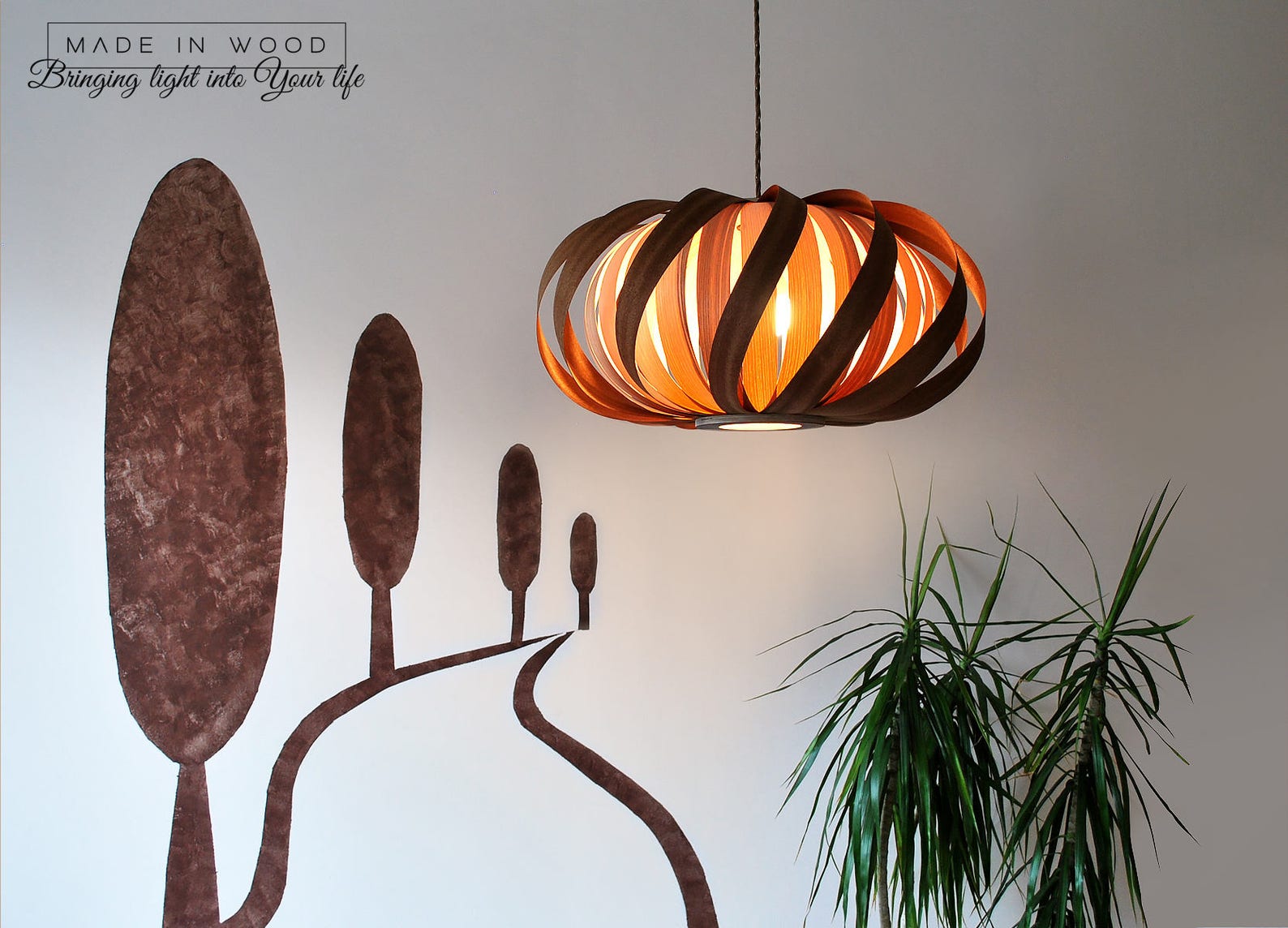 Ceiling Light Modern Natural Wood Veneer Exclusive Lamp - Etsy