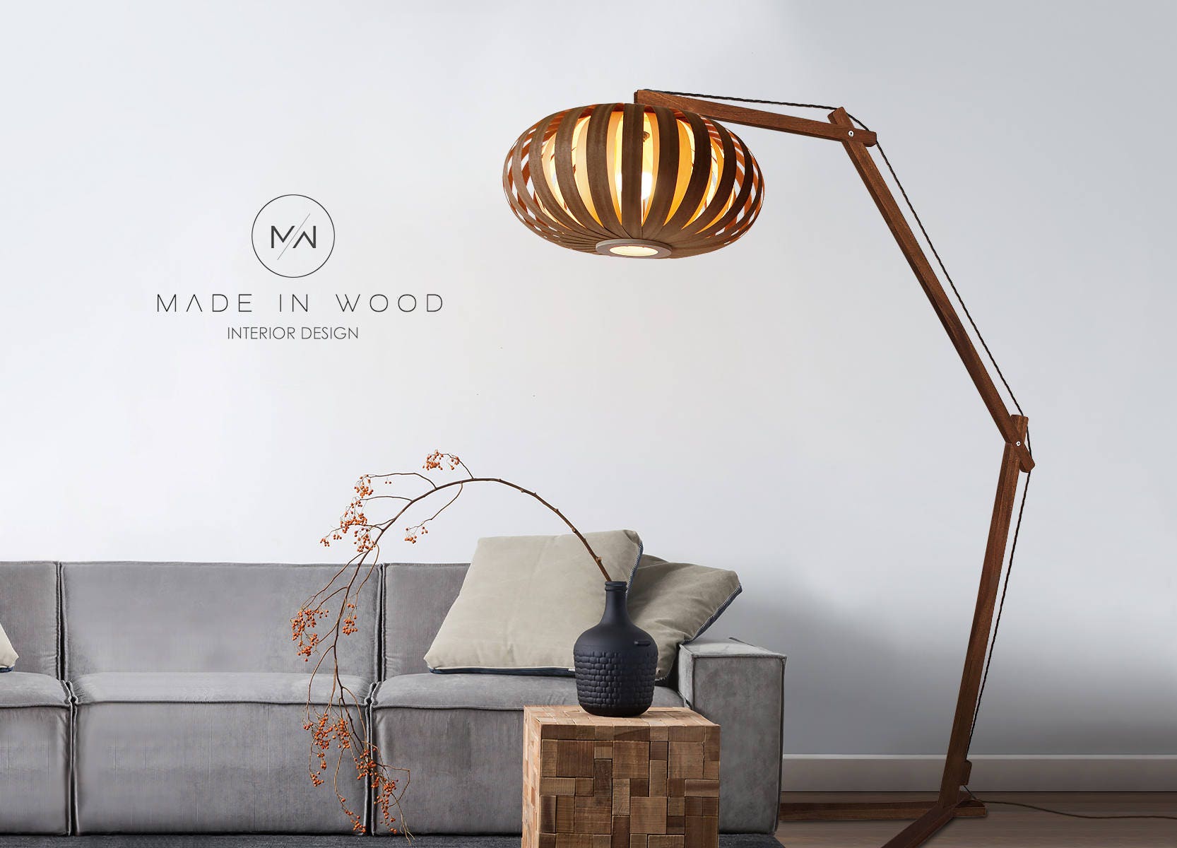 Modern Floor Lamp. Arch Design. Sapele and Birch. - Etsy