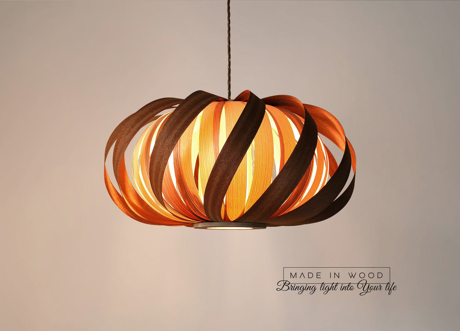 Ceiling Light Modern Natural Wood Veneer Exclusive Lamp Pendent ...