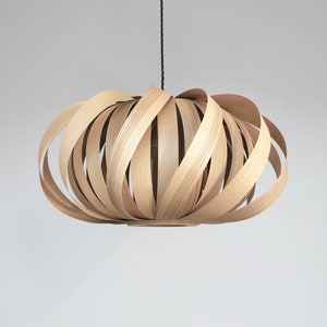 Pendant Light Wood Lamp With Ash Veneer Twisted Ceiling Light ...