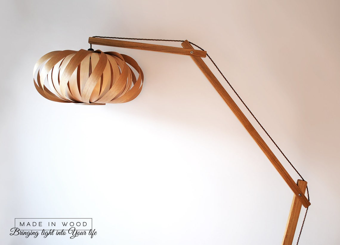 Floor Lamp From Oak Wood. Modern Arch Lamp Design Lamp - Etsy