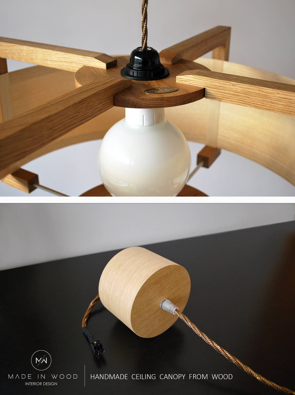 Ceiling Light From Wood Oak and Ash Veneer. Modern and | Etsy