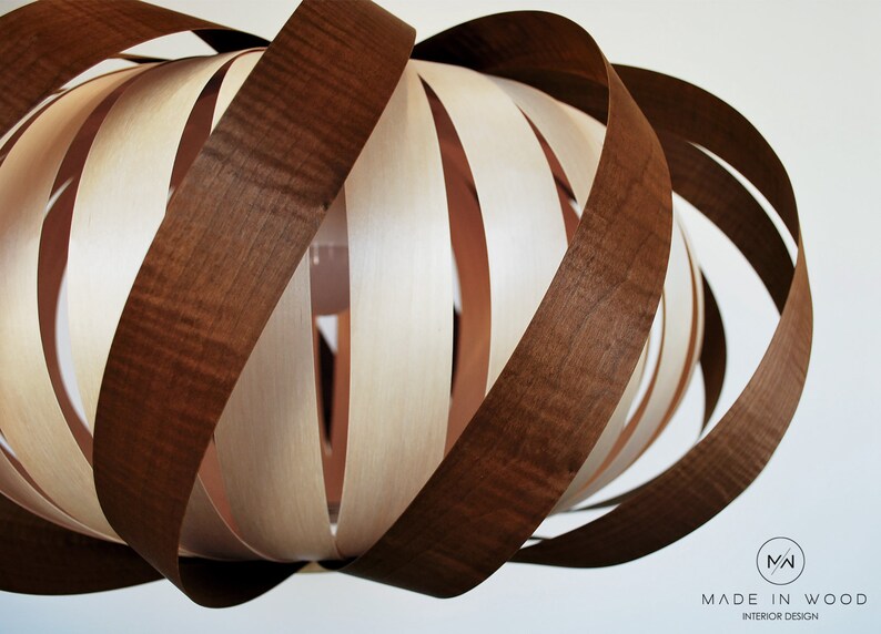 Pendant Lamp / Ceiling Light From Wood. Smoked Curly Maple and Birch ...