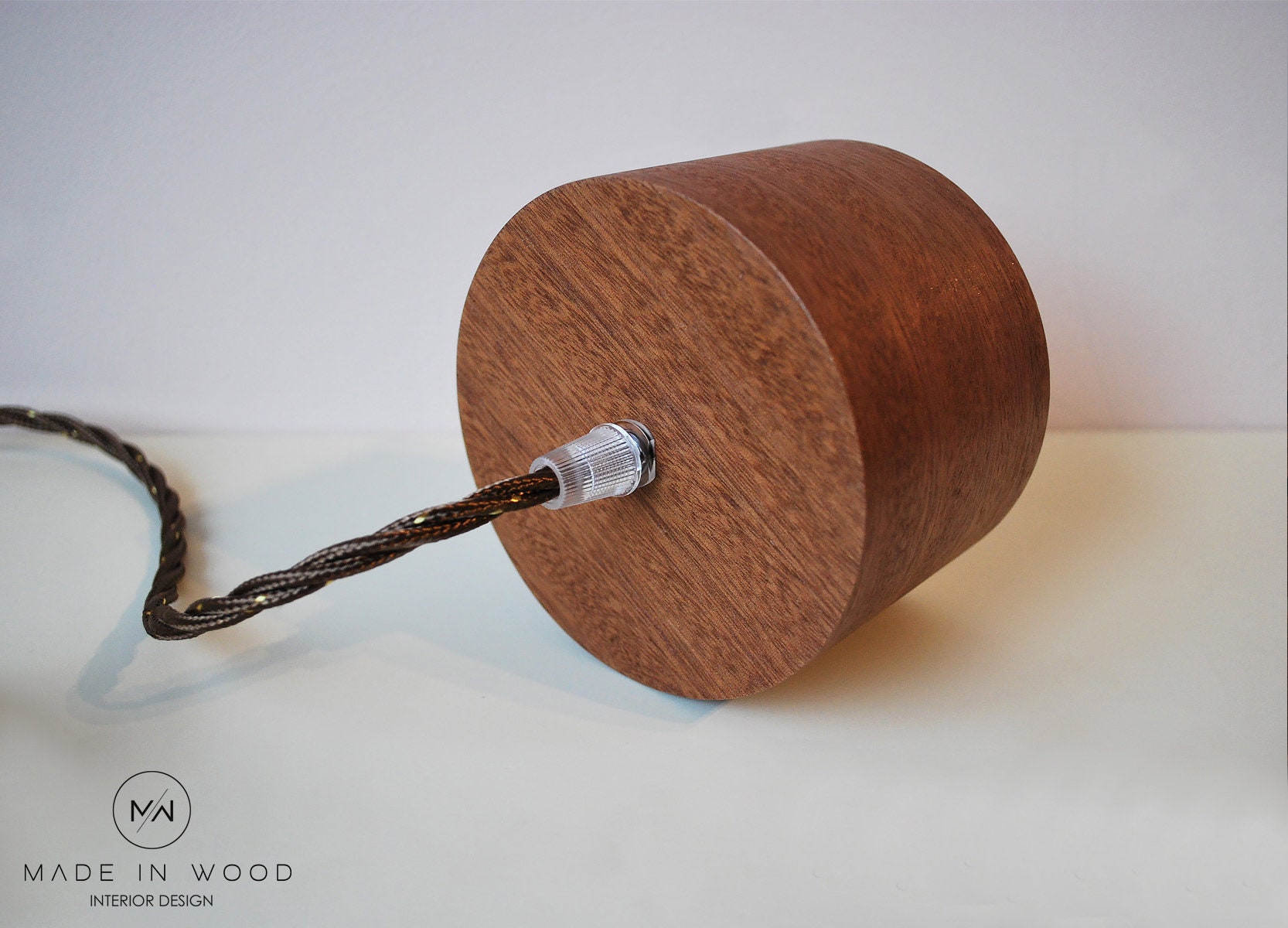 Modern Wood Veneer Ceiling Light, Mahogany & Ash Lampshade - Etsy New ...