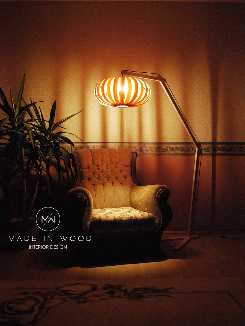 Floor lamp from wood in arch style. | Etsy