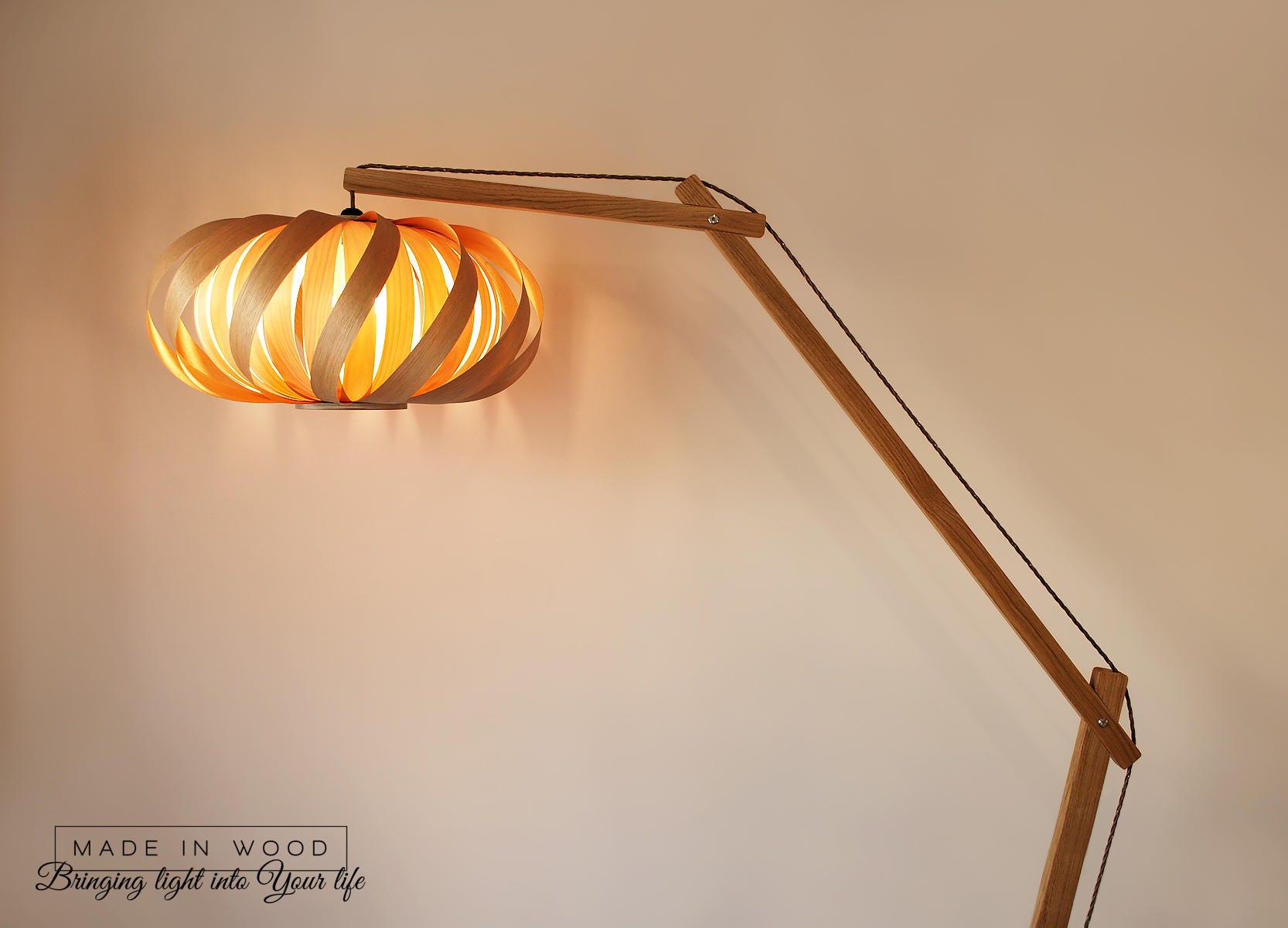 Floor Lamp From Oak Wood. Modern Arch Lamp Design Lamp - Etsy UK