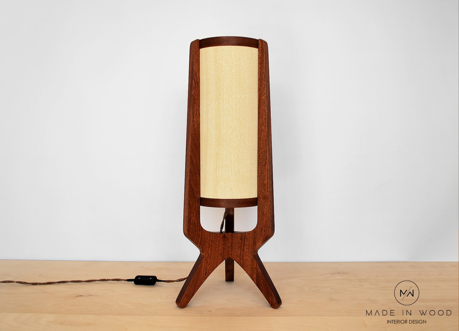 Table Lamp From Wood. Decorative Lighting, 70s Lighting Custom Design ...